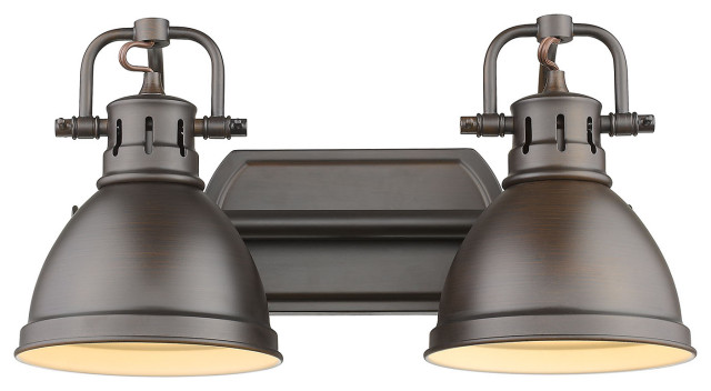 Duncan 2 Light Bath Vanity With Rubbed Bronze Shades Shade - Industrial ...