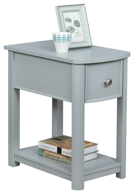 Compact Gray Wood End Table With Shelf - Transitional - Side Tables And ...