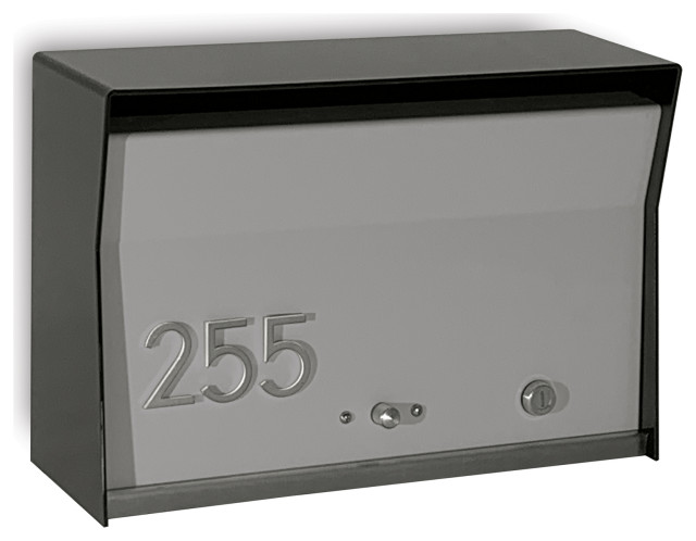 RetroBox Locking Modern Wall Mounted Mailbox, Black & Stainless Steel ...