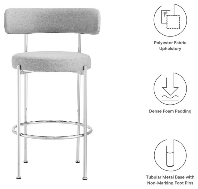 Albie Fabric Bar Stools - Set of 2 - Gray Silver - Contemporary - Bar ...