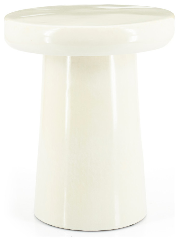 Creme Pedestal Side Table, By-Boo Glaze - Contemporary - Side Tables ...