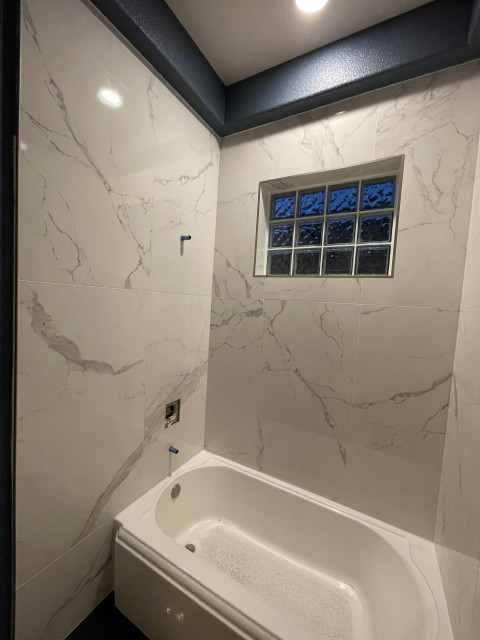 BATHROOM - 24 x 48 Statuary Porcelain Tub / Shower Wall Tile with ...