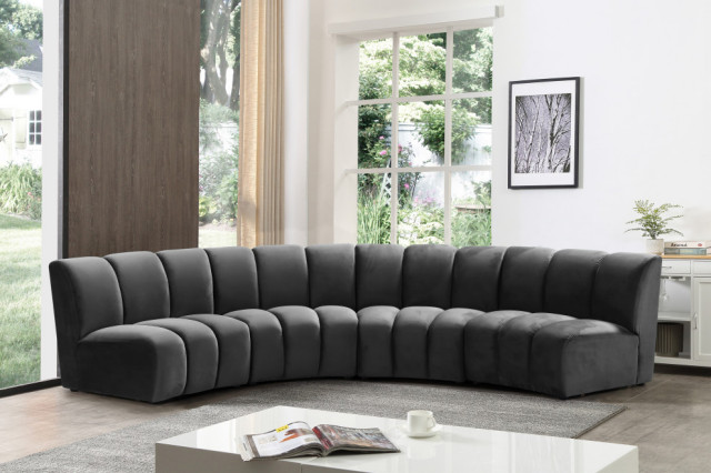 Infinity Channel Tufted Velvet Modular Chair, 4 Piece - Transitional ...