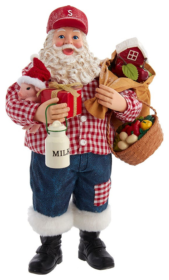 10.5" Fabrich Farmer Santa, 11'' - Holiday Accents And Figurines - by ...