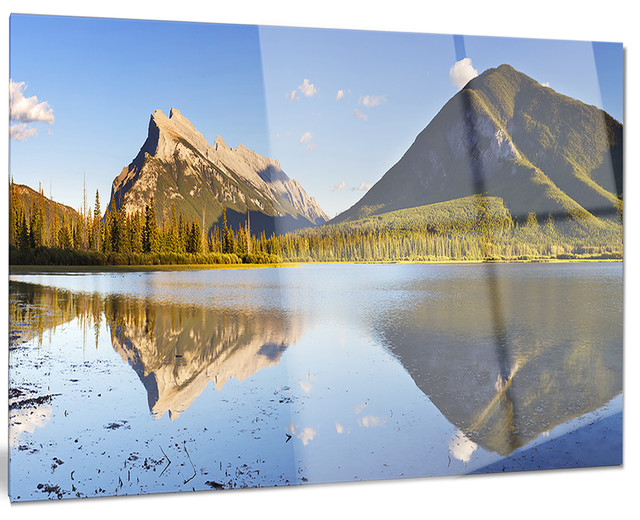"Vermillion Lakes and Mount Rundle" Metal Wall Art, 40"x30" - Rustic ...