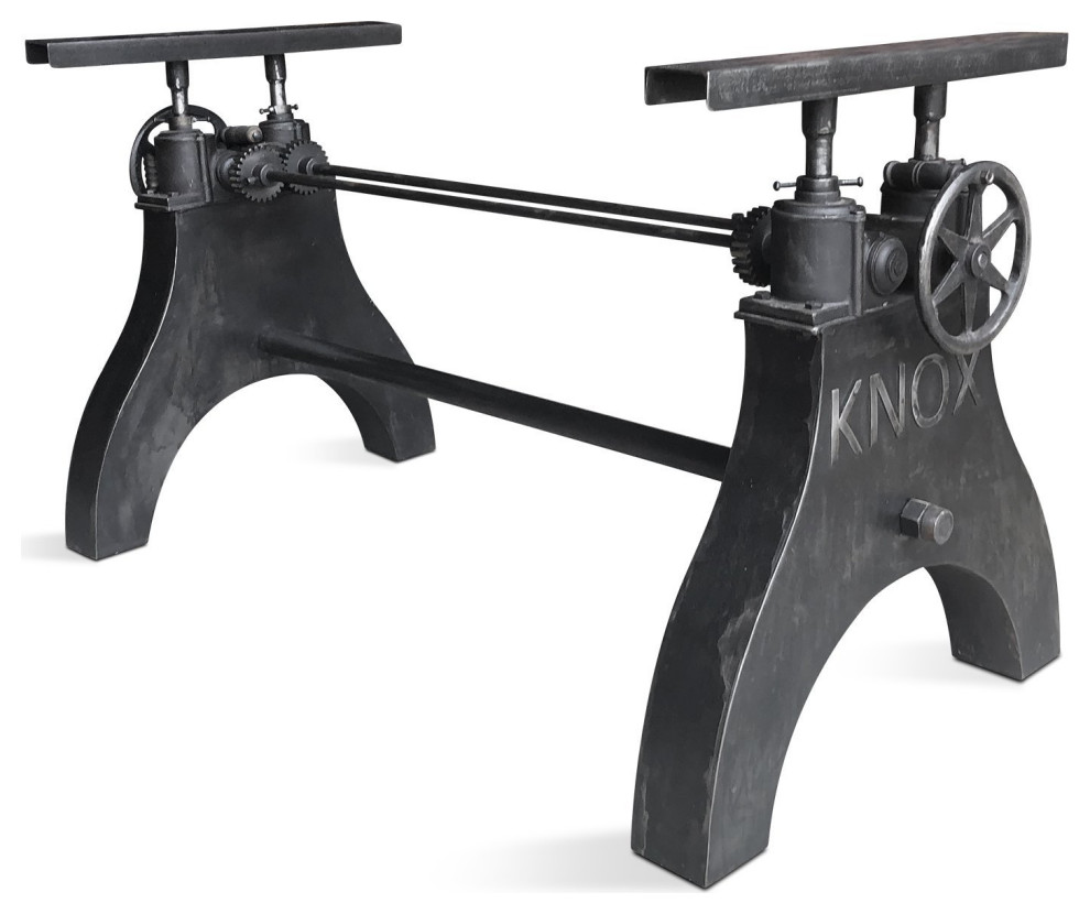 KNOX Adjustable Height Industrial Crank Dining Table Base Desk - Cast ...
