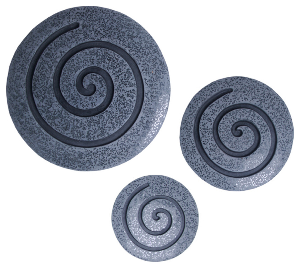 Benzara BM26642 Round Sandstone & Glass Wall Decor with Spiral Design ...