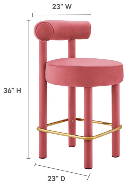MODWAY Toulouse Performance Velvet Counter Stool - Contemporary - Bar ...