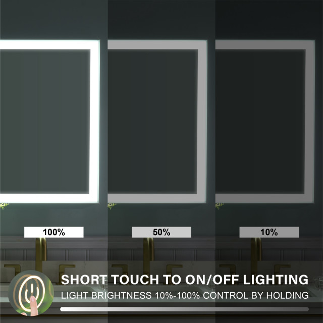 Framed LED Mirror, Dimmer, Defogger, Color Temperature, 55"x30 ...