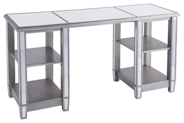 UrbanPro Mirrored Writing Desk in Brushed Matte Silver Finish ...