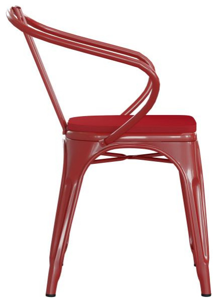 Luna Commercial Grade Red Metal Chair-Red Seat - Industrial - Outdoor ...