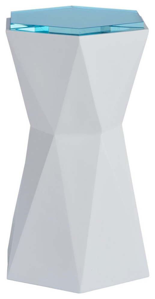 Miranda Kerr Hexagon Wood Martini Table With Glass Top, White ...