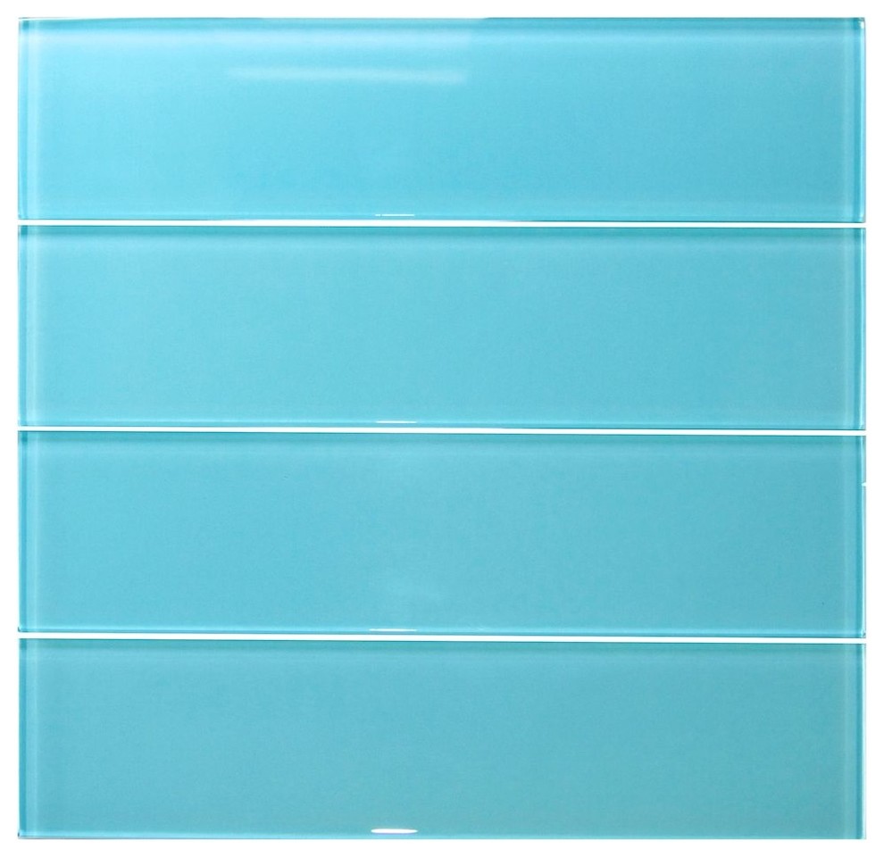 3x12 Light Turquoise Blue Subway Glass Tile - Contemporary - Wall And ...