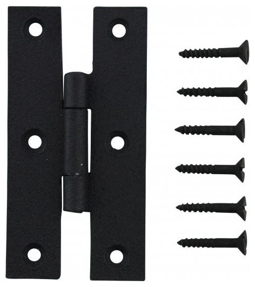 Black Wrought Iron H Flush Hinge 3" L with Hardware Cabinet Hinges Pack ...
