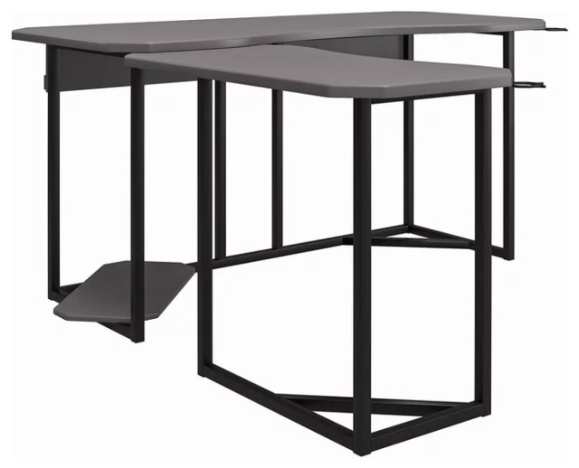 Modern L-Shaped Gaming Desk, Metal Frame With Spacious Top & CPU Stand ...