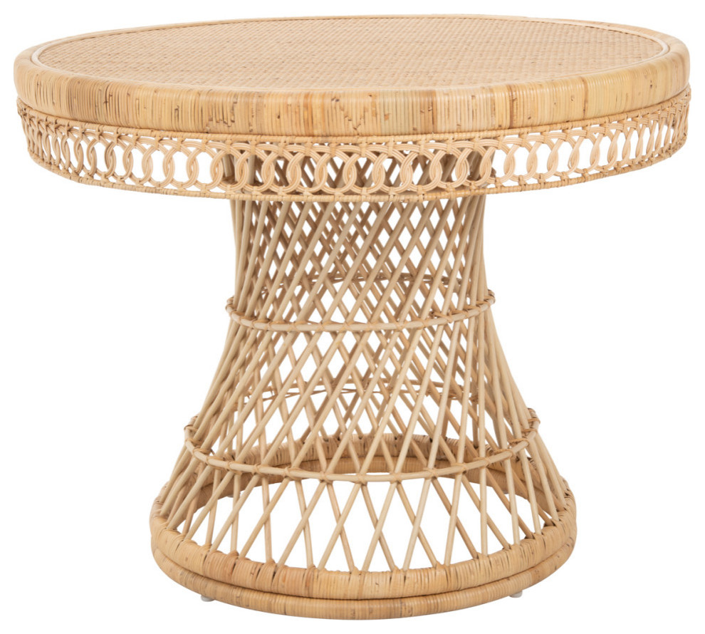 Round Rattan Peacock Small Dining Table, Natural - Tropical - Dining ...