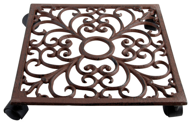 Plant Trolley - Square Cast Iron w/ Hole for Display - Traditional ...
