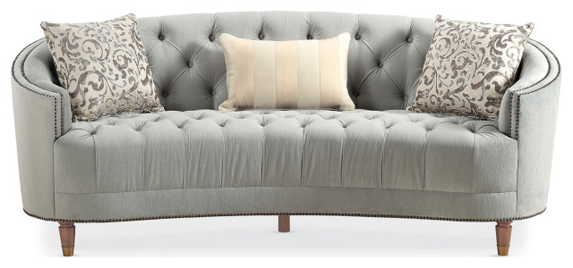Classic Tufted Curved Back Sofa Blue - Traditional - Sofas - by English Georgian America | Houzz