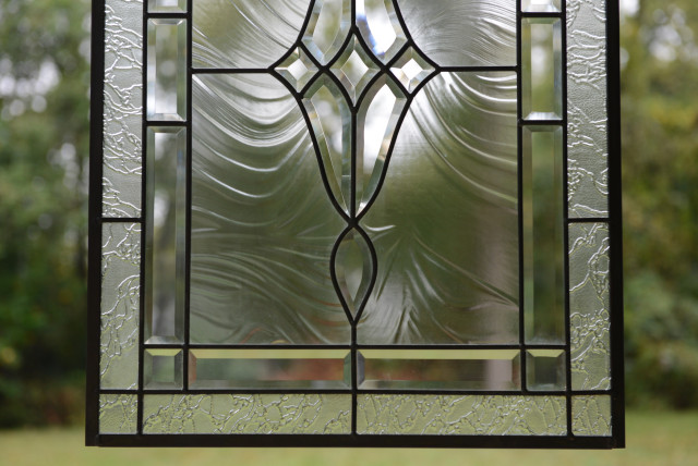 19" x 27" Stunning Handcrafted All Clear glass Beveled window panel ...