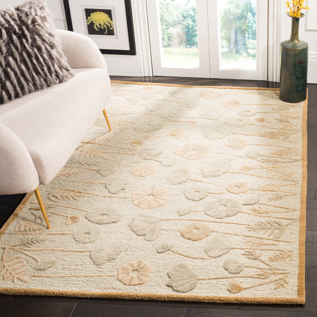 Safavieh Martha Stewart Poppy Glossary Rug, Nutshell and Brown, 9'6"x13 ...