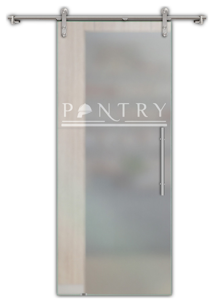 Pantry Room Sliding Glass Barn Door V1000 With Etchings, 24"x84 ...