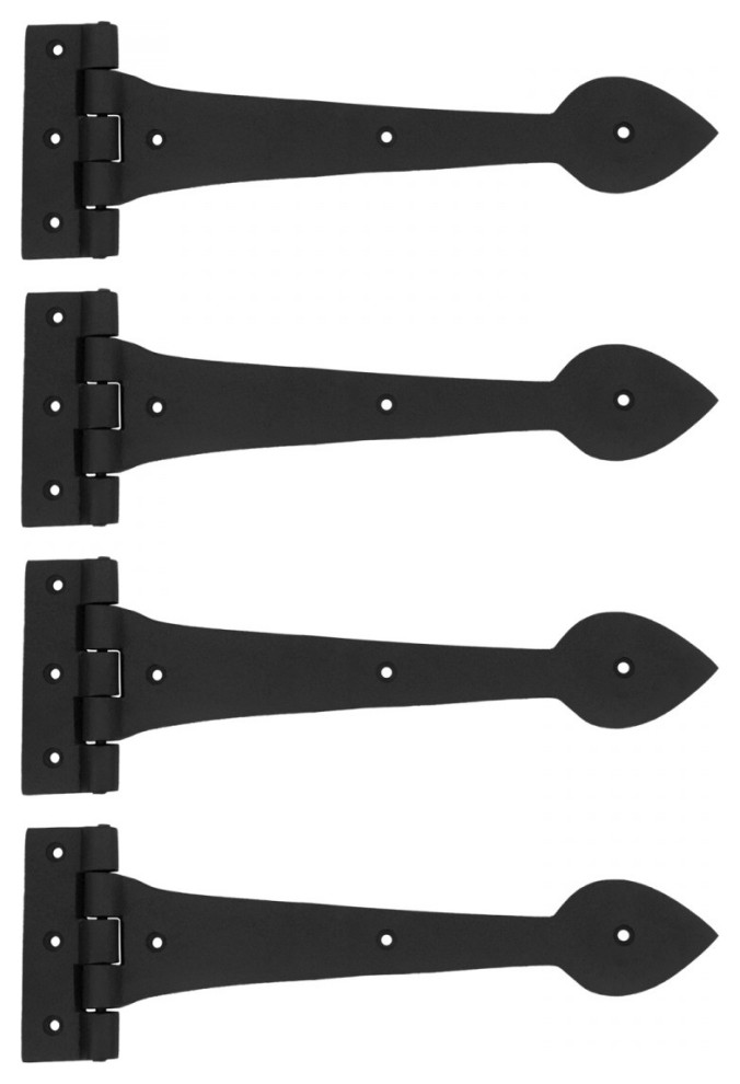 Black Iron Door Strap Hinge 12" L Heart Tip Design Rust Resistant Pack ...