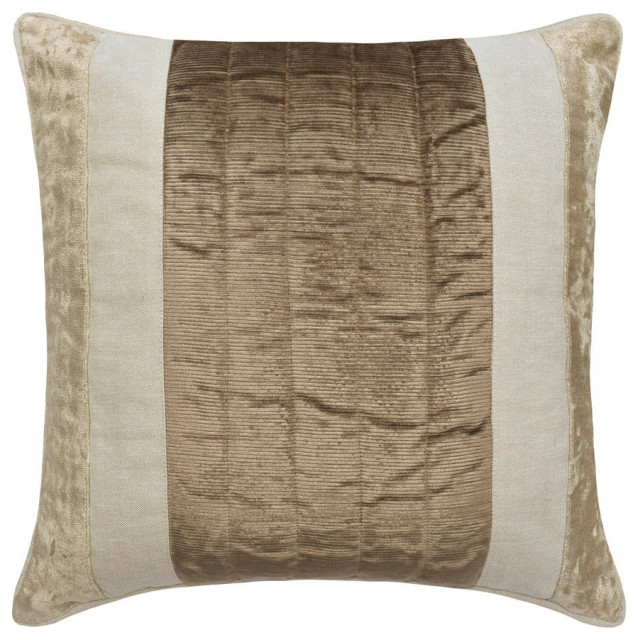 Luxe Velvet Lines - Velvet Beige Decorative Bed Runner and Pillow Cover ...