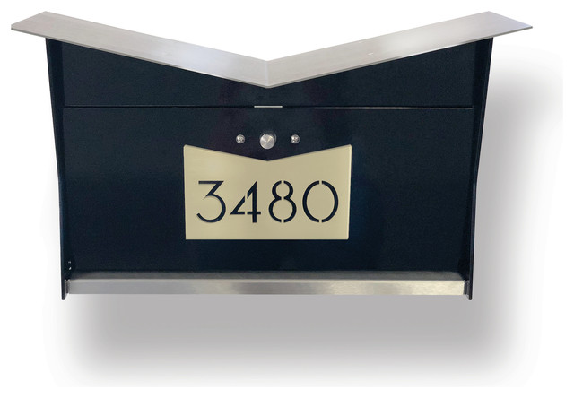Modern Contemporary Retro Designed Wall-Mounted Mailbox in Black and ...
