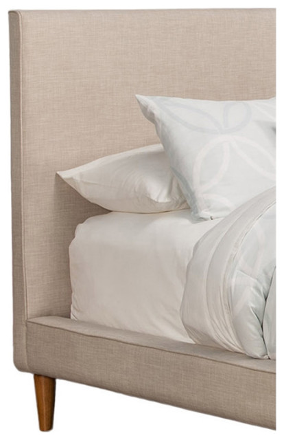 Bowery Hill Mid Century Full Size Upholstered Platform Bed in Light ...
