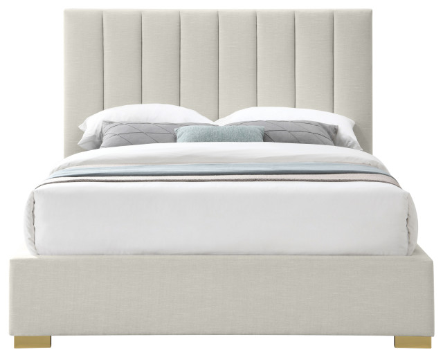Pierce Linen Textured Fabric Upholstered Bed, King - Contemporary ...