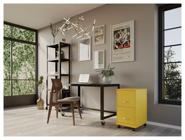 UrbanPro 2 Drawers Vertical Yellow Metal Filing Cabinet Pre-assembled ...