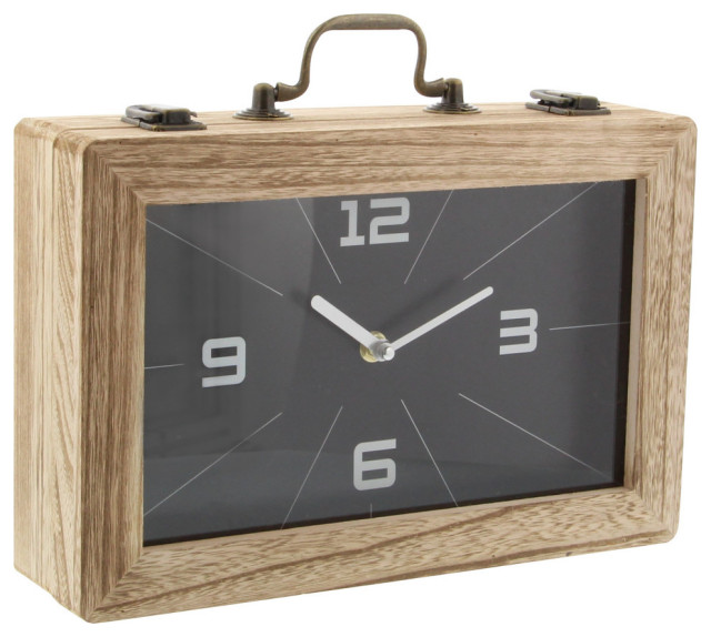 Farmhouse Black Wooden Clock 85253 - Farmhouse - Desk And Mantel Clocks ...