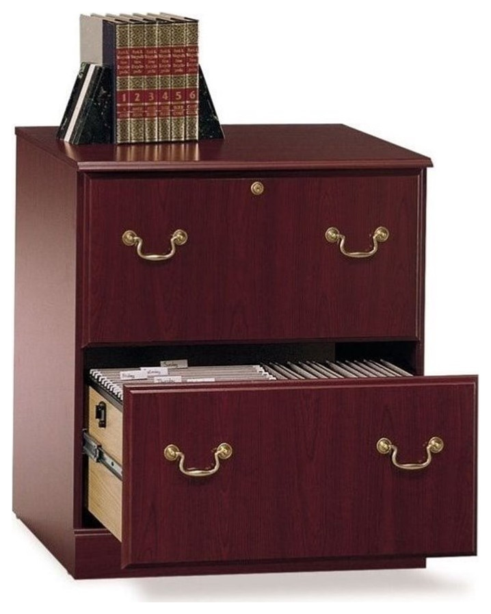 Pemberly Row 2 Drawers Vertical Cherry Wood Filing Cabinet Easy Assembly - Transitional - Filing ...