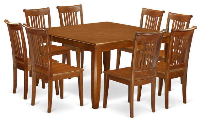 9 Pc Dining room set for 8-Kitchen Table with Leaf and 8 Dinette Chairs ...