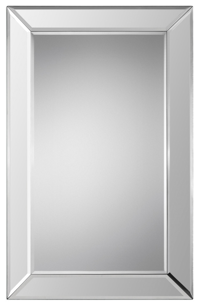 34" Modern Frameless Rectangle Mirror - Contemporary - Wall Mirrors ...