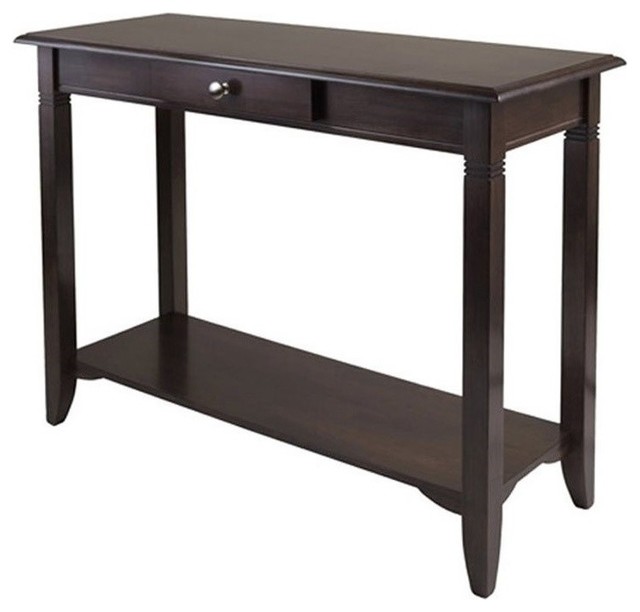 Pemberly Row Transitional Solid Wood Console Table with Drawer in ...