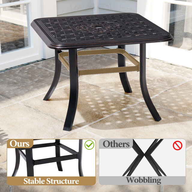 Cast Aluminum Patio Side Table Outdoor Square Anti-Rust Small Table ...