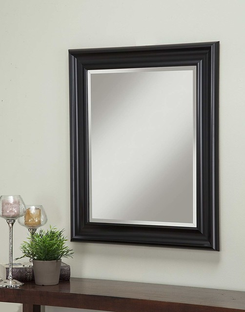 Polystyrene Framed Wall Mirror With Beveled Glass, Black - Contemporary ...