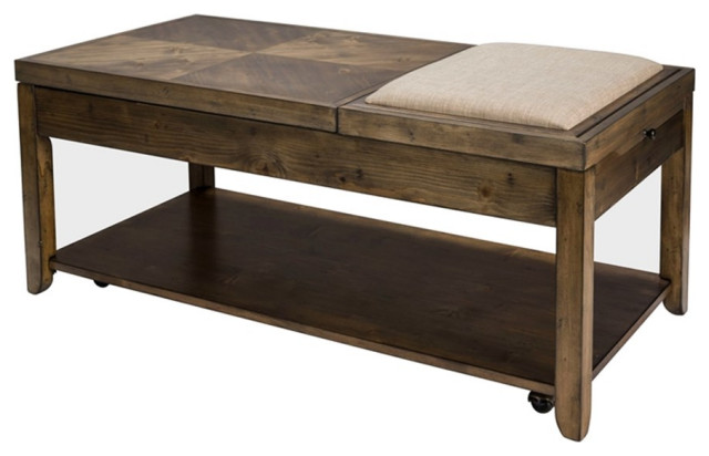 Mitchell Medium Brown Cocktail Table - Rustic - Coffee Tables - by ...