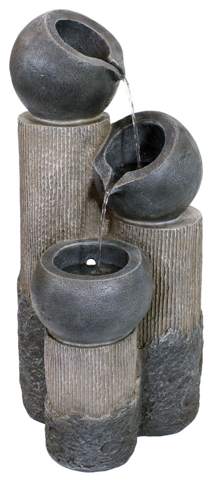 Sunnydaze Tiered Cascading Cups Solar Fountain With Battery Backup, 29 ...