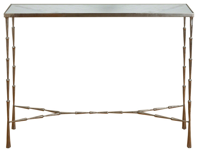 Spike Console, Antique Nickel With White Marble - Transitional ...