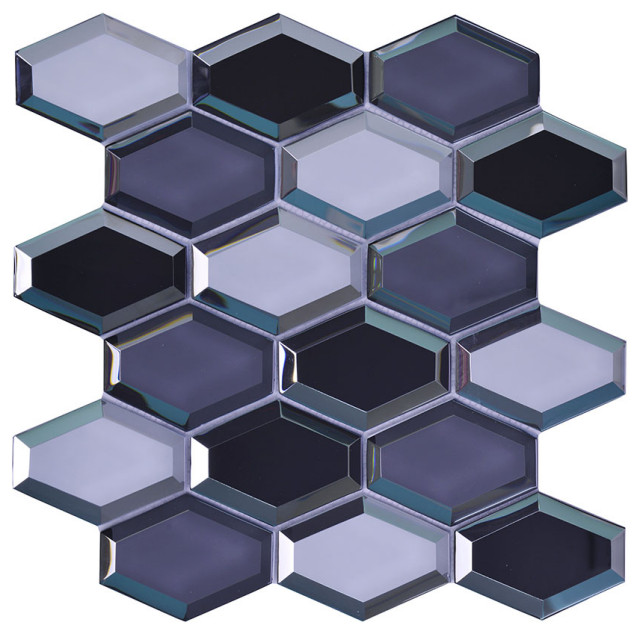 Hexagon Mirror Mosaic, Chaplin Back Beveled, Sample - Contemporary ...