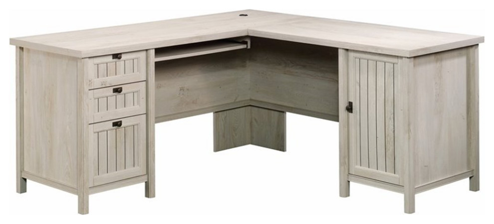 Sauder Costa Engineered Wood L-Shaped Computer Desk in Chalked Chestnut ...