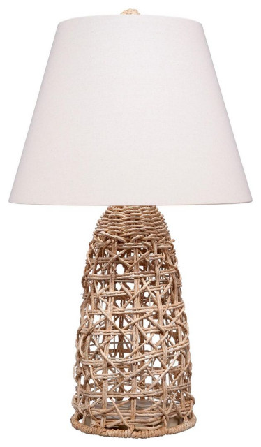 Natural Woven Rattan Rope Tapered Column Table Lamp 32 in Open Casual ...