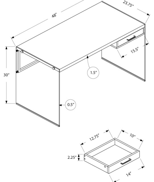 24" Brown Rectangular Computer Desk - Contemporary - Desks And Hutches ...