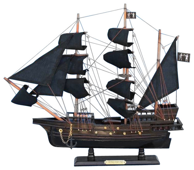 Black Bart's Royal Fortune, Wood Pirate Ship Model, 14", 20" - Beach ...