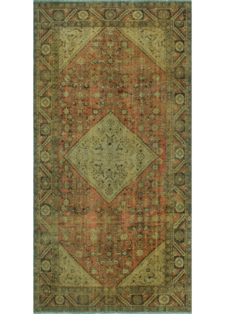 Vintage Distressed Dannee Rust/Beige Runner, 4'11x9'10, 4'11x9'10 ...