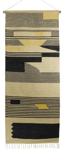 Black And Beige Angular Patterns Wall Hanging - Tapestries - by ...