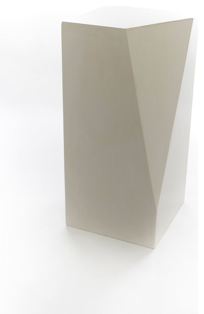 Midcentury 24" White Facet Pedestal Table, Geometric Block Square Tall ...