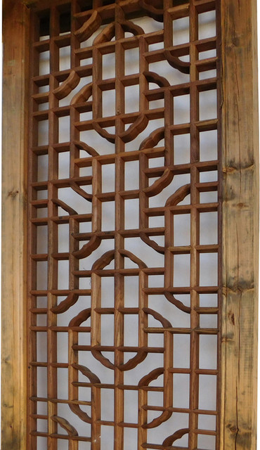Chinese Rustic Wood Geometric Long Wood Panel - Asian - Wall Accents ...